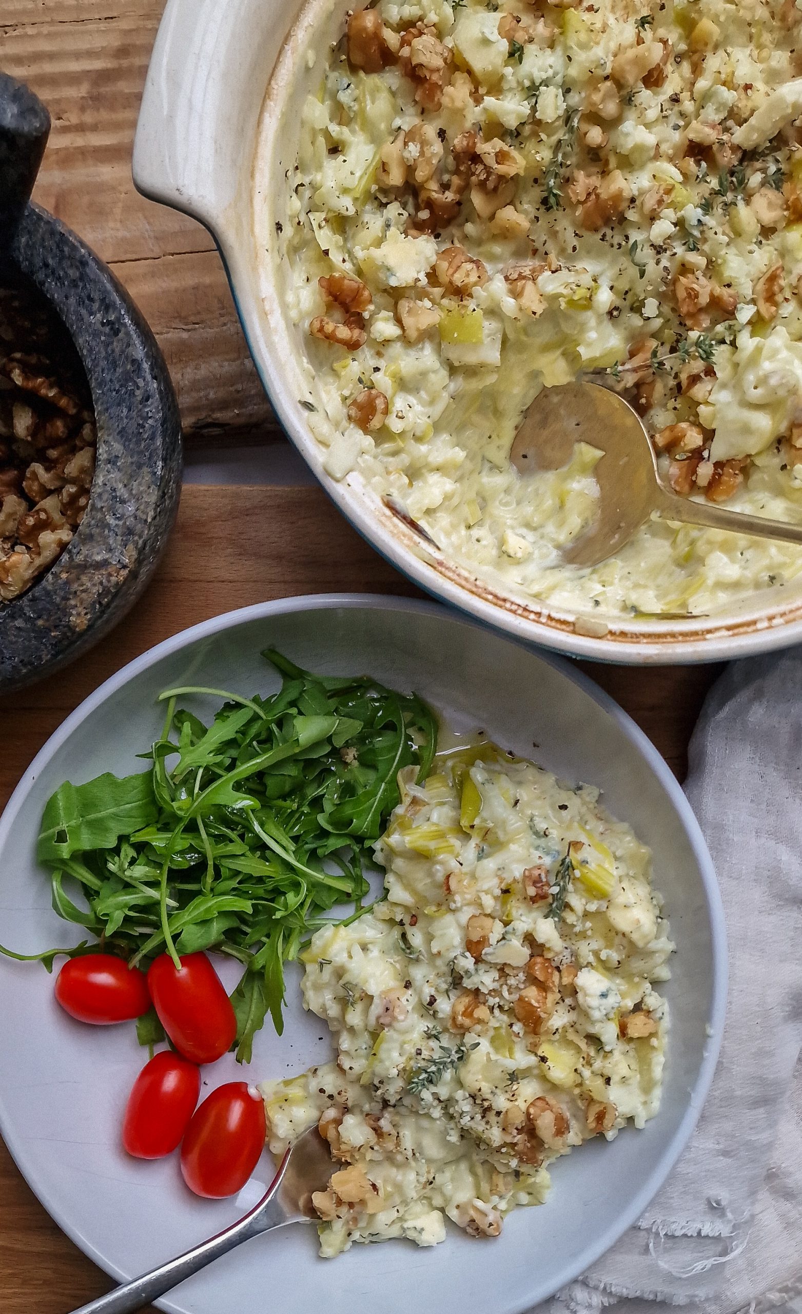 Amy Sheppard’s Baked Leek, Stilton & Walnut Risotto – British Leeks